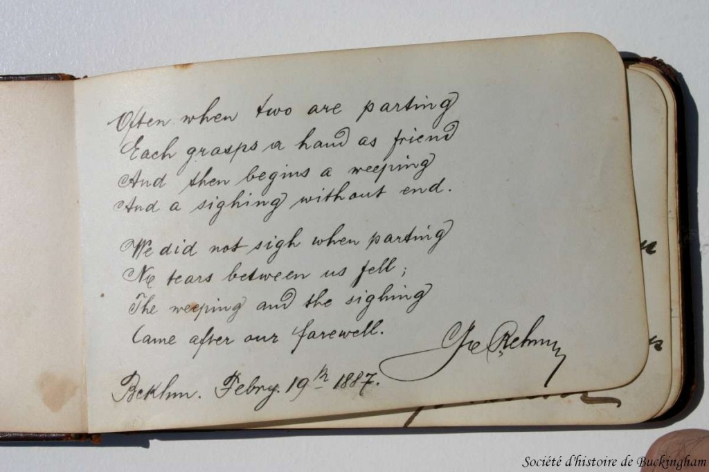 Carnet d’autographe d’Emma ( Jeanie ) Higginson – Société d’histoire de ...