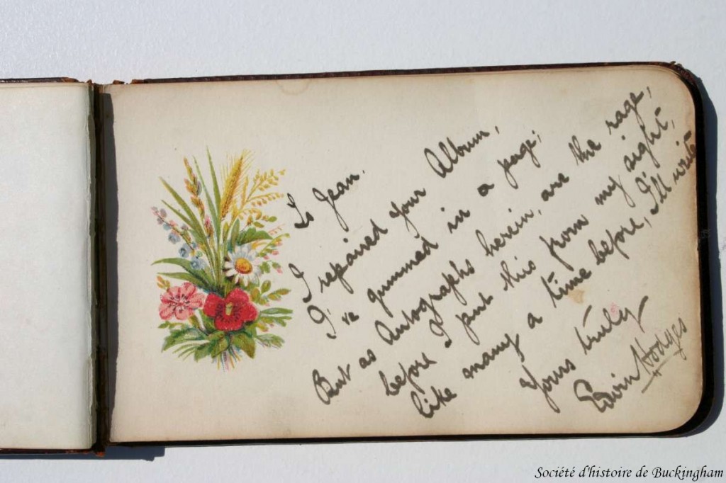 Carnet d’autographe d’Emma ( Jeanie ) Higginson – Société d’histoire de ...